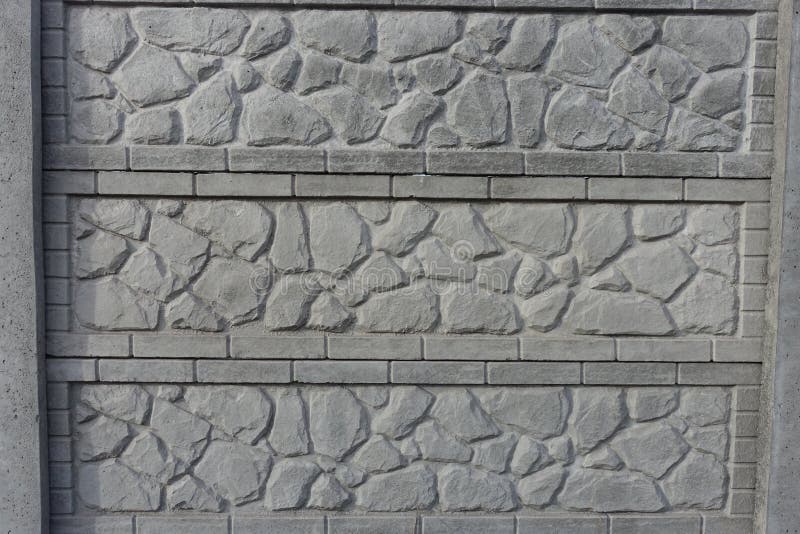 Composite Concrete Fence with Stone Like Relief Pattern Stock Image ...