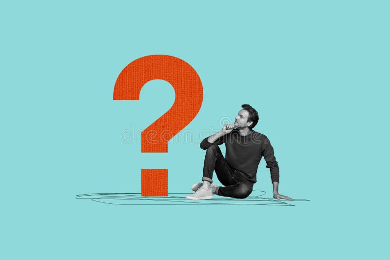 Composite Creative Art Collage of Serious Man Think Theory Solution ...