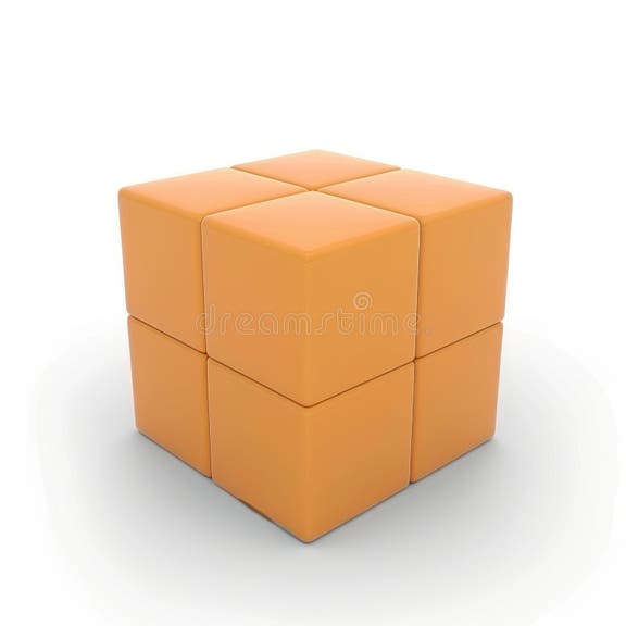 Abstract Orange Cube Composed of Smaller Cubes, 3D Render Stock ...