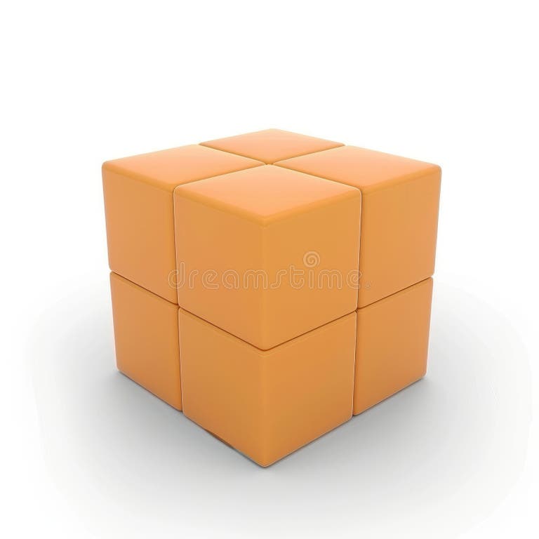 Abstract Orange Cube Composed of Smaller Cubes, 3D Render Stock ...