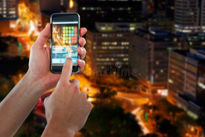 Composite 3d Image of Cropped Hand Using Mobile Phone Stock Photo ...