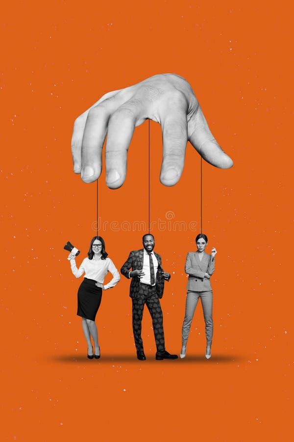 Composite Design Trend Artwork Collage of Huge Hand Rope Puppet Two ...