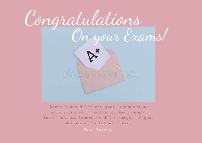 Composite of Envelope with a Grade and Congratulations on Your Exams ...