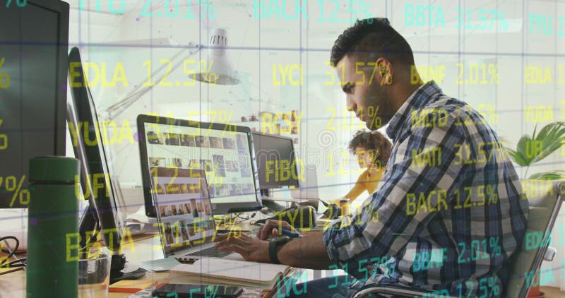 Composite of Financial Data Processing Over Businessman Using Computer ...