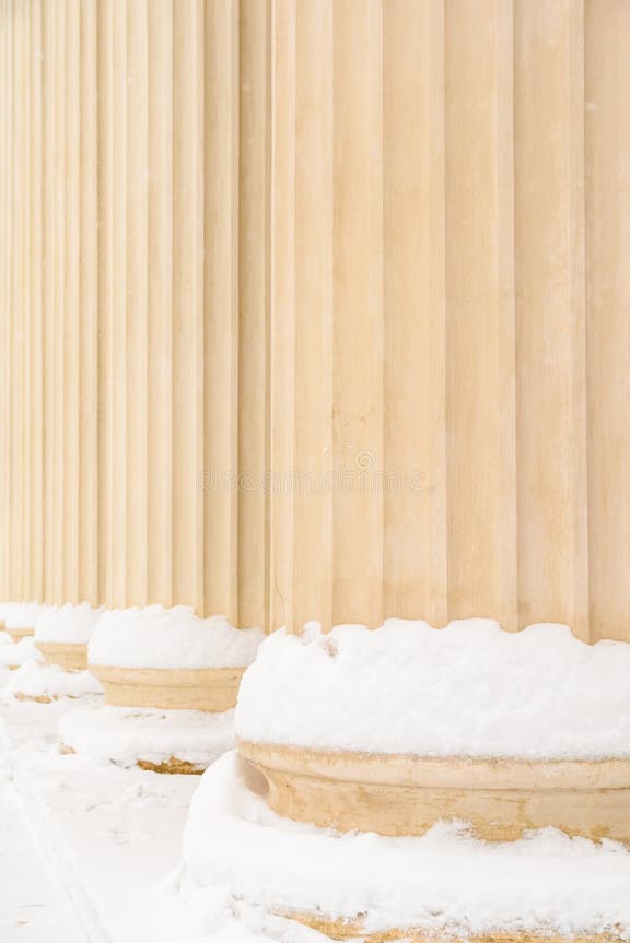 Composite Greek Style Columns in Winter Stock Image - Image of pillar ...