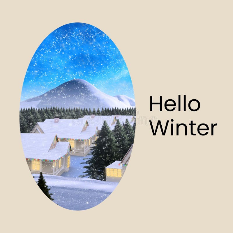 Composite of Hello Winter Text Over Winter Scenery Stock Image - Image ...