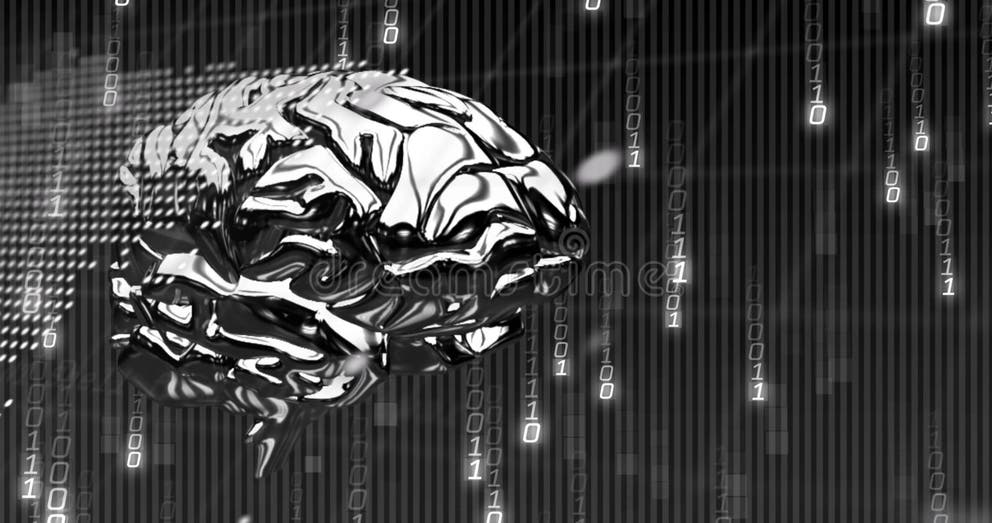 Composite of Human Brain, Binary Coding and Data Processing Stock ...