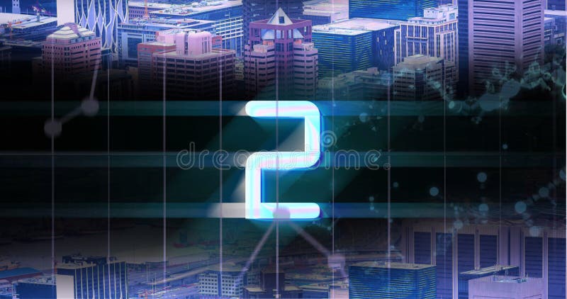 Composite of Illuminated 3 Number with Grid Pattern Forming Map Against ...