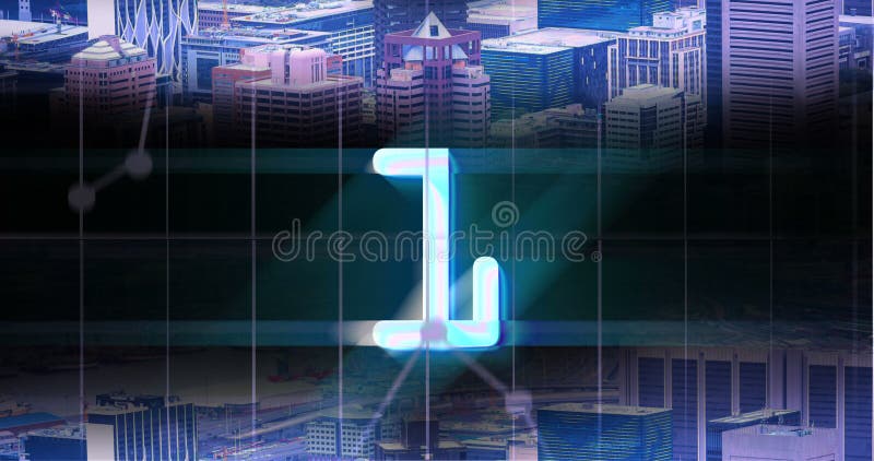 Composite of Illuminated 1 Number with Grid Pattern Forming Map Against ...