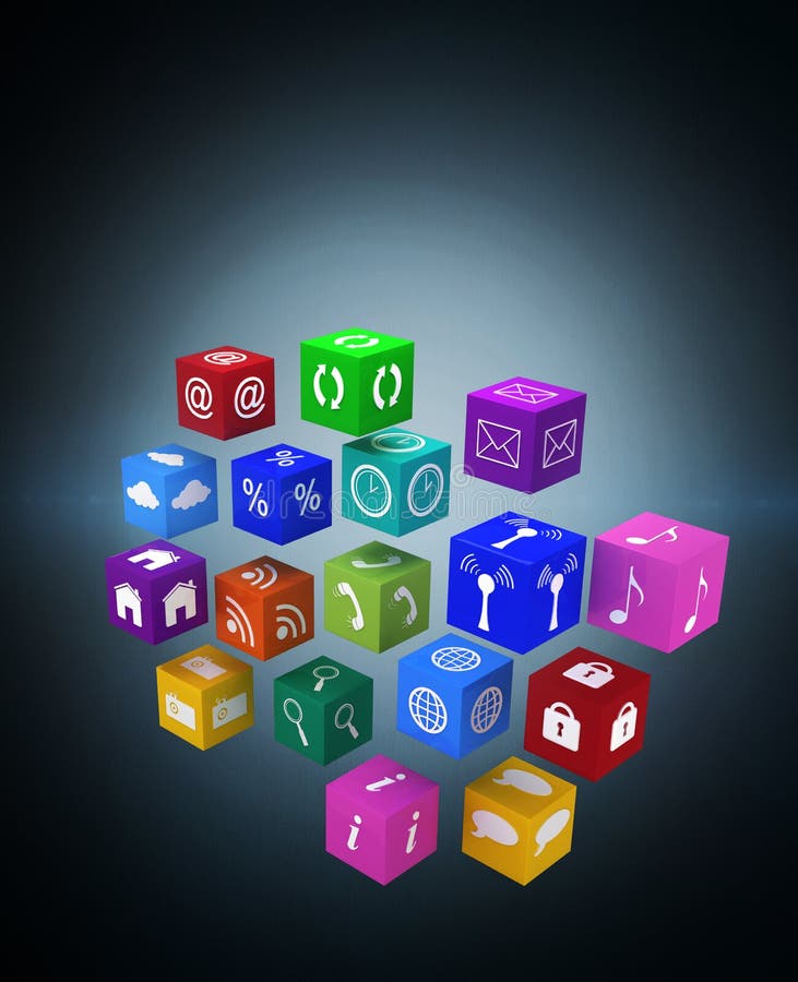 Composite Image of App Cubes Stock Illustration - Illustration of apps ...