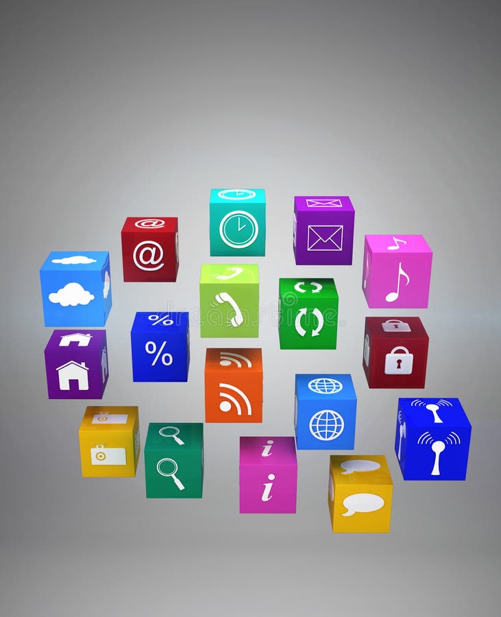 Composite Image of App Cubes Stock Illustration - Illustration of ...