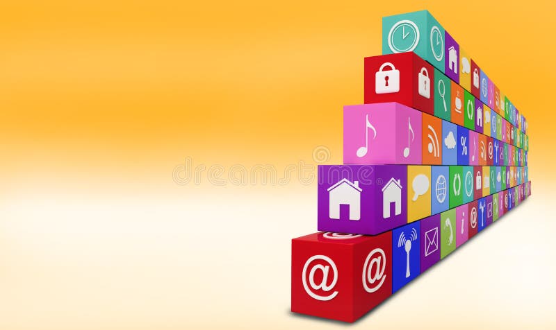 Composite Image of App Wall Stock Illustration - Illustration of apps ...