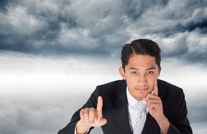 Composite Image of Asian Businessman Pointing Stock Image - Image of ...