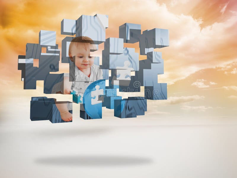 Composite Image of Baby Genius on Abstract Screen Stock Image - Image ...