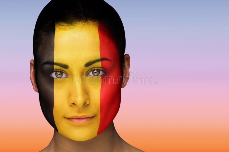 Composite Image of Beautiful Brunette in Belgium Facepaint Stock Image ...