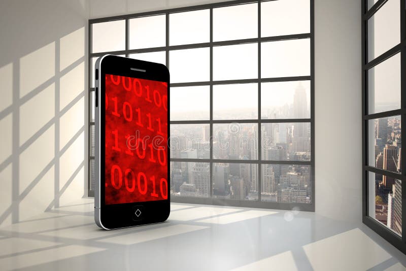 Composite Image of Binary Code on Smartphone Screen Stock Illustration ...