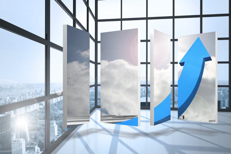 Composite Image of Blue Arrow on Abstract Screen Stock Illustration ...