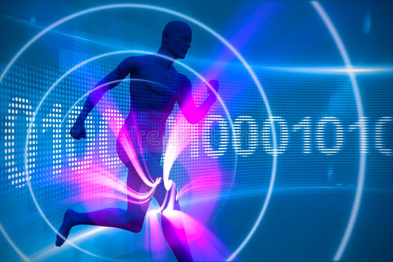 Composite Image of Blue Character Running Stock Illustration ...