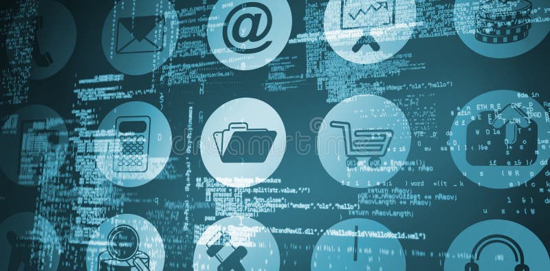 Composite Image of Blue Codes Stock Illustration - Illustration of apps ...