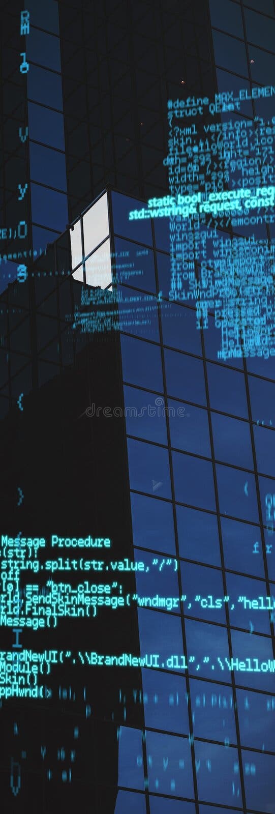 Composite Image of Blue Codes Stock Photo - Image of downtown, glowing ...