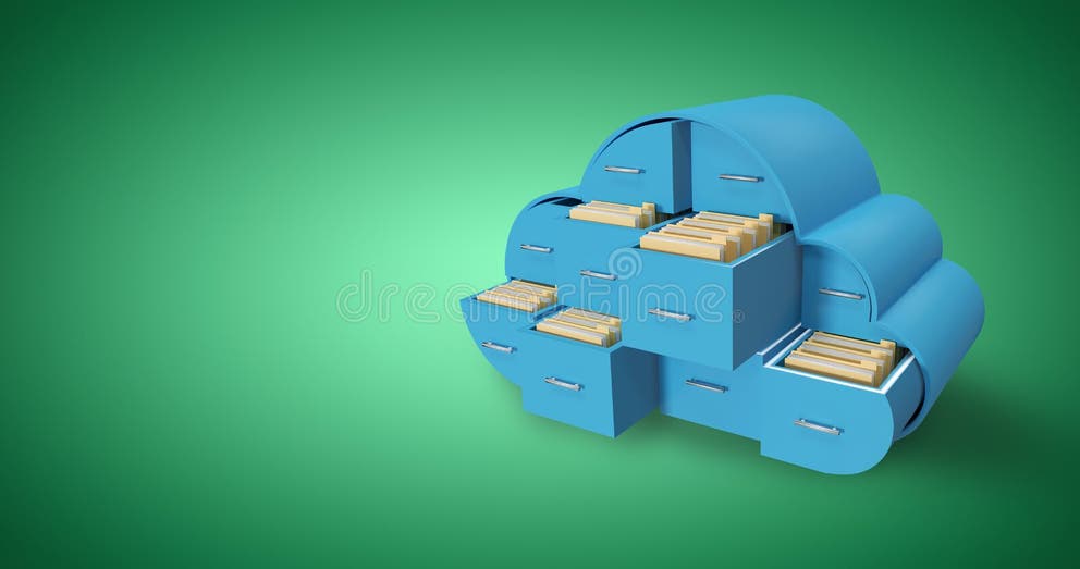 Composite Image of Blue Drawers in Cloud Shape with Folders 3d Stock ...