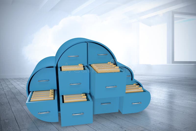 Composite Image of Blue Drawers in Cloud Shape with Folders 3d Stock ...