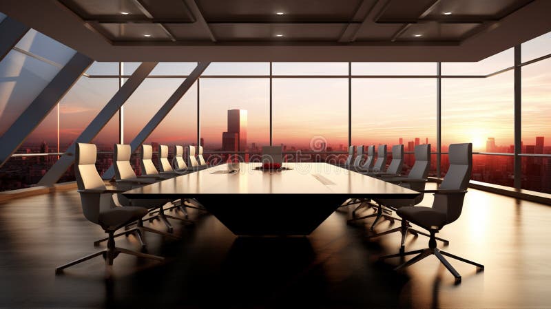 Composite Image of Boardroom. Empty Meeting Room in Office. Generative Ai Stock Illustration ...