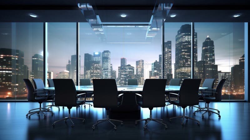 Composite Image of Boardroom. Empty Meeting Room in Office. Generative Ai Stock Illustration ...