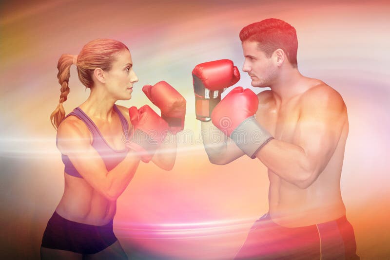 Composite Image of Boxing Couple Stock Photo - Image of generated ...