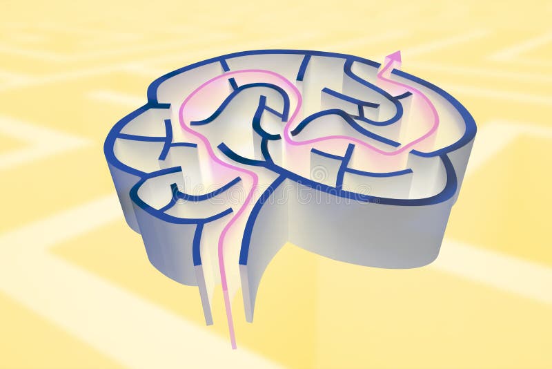 Composite Image of Brain Maze with Arrow Stock Illustration ...