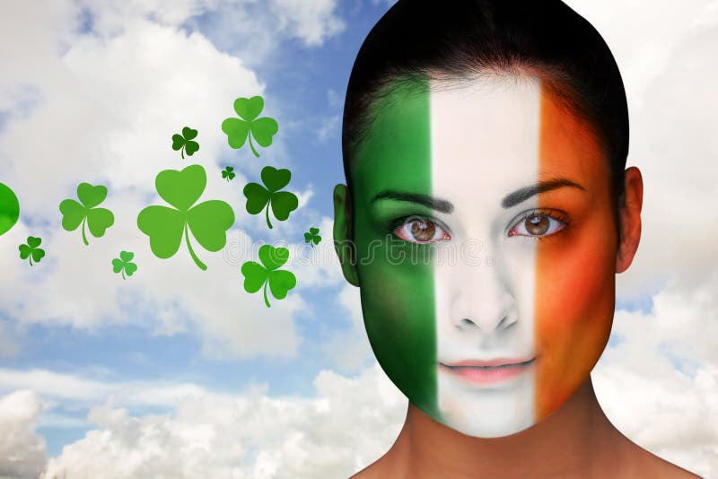 Composite Image of Brunette in Irish Face Paint Stock Photo - Image of ...