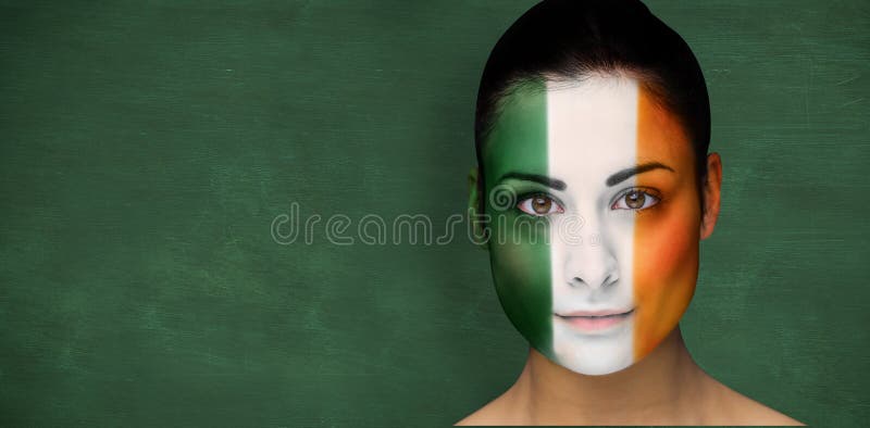 Composite Image of Brunette in Irish Face Paint Stock Image - Image of ...