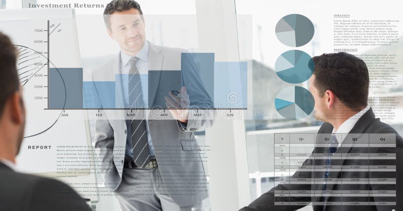 Composite Image of Business Data Processing Against Businessman Giving ...