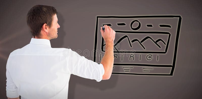 Composite Image of Business Man Writing with Chalk Stock Photo - Image ...