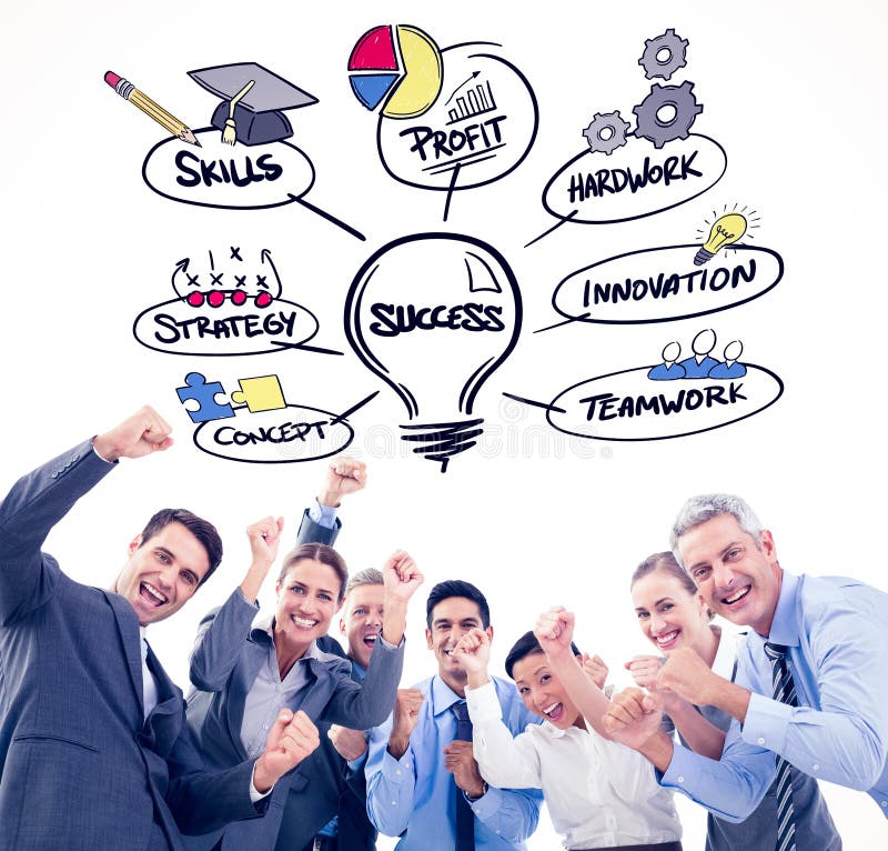 Composite Image of Business People Cheering in Office Stock Image ...