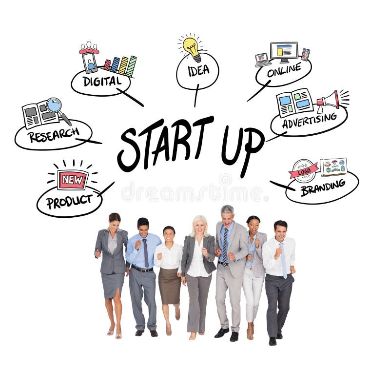 Composite Image of Business People Running Together Stock Image - Image ...