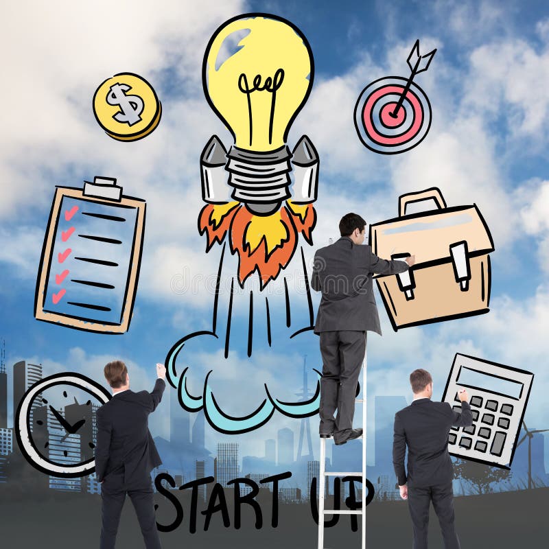 Composite Image of Business Team Writing Stock Photo - Image of ...