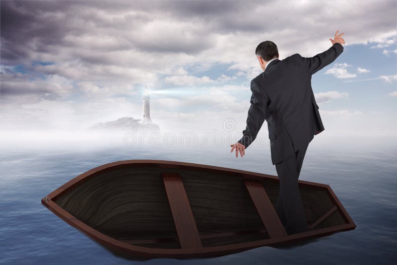 Composite Image of Businessman Balancing in Boat Stock Illustration ...