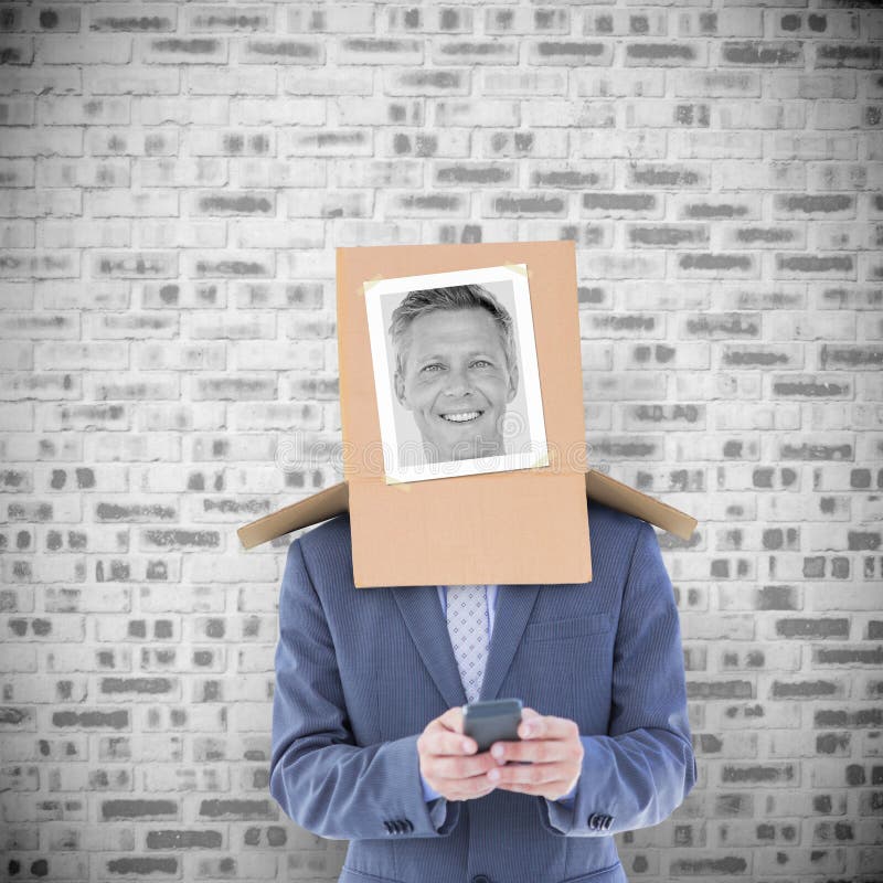Composite Image of Businessman with Photo Box on Head Stock Photo ...