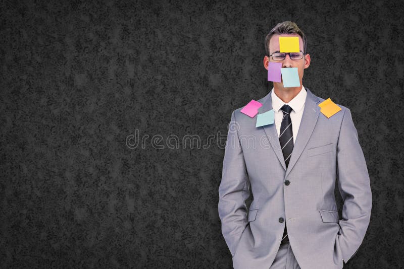 Composite Image of Businessman with Post Its on Face Stock Image ...