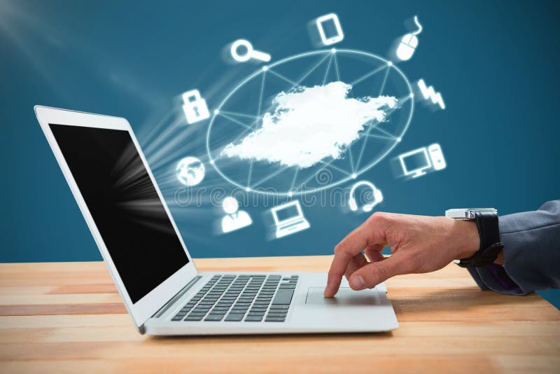 Composite Image of Businessman Scrolling Laptop Mouse Stock Photo ...