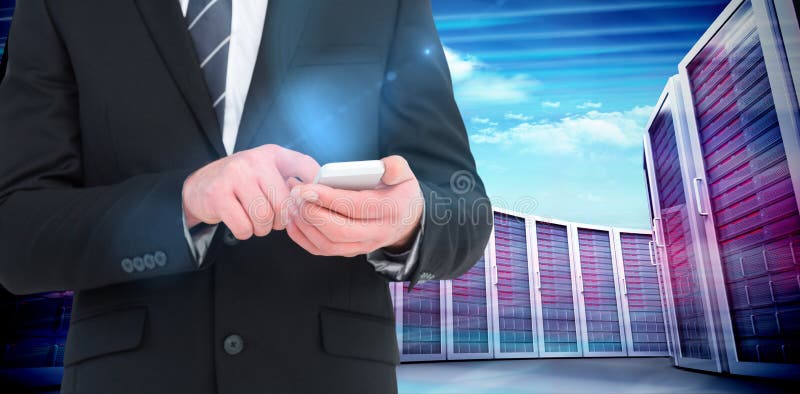 Composite Image of Businessman Sending a Text Message Stock Photo ...