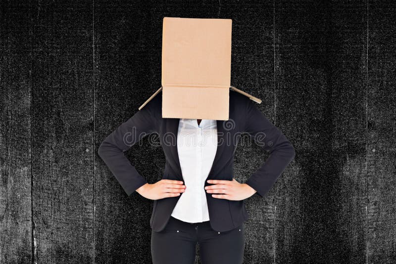 Composite Image of Businesswoman with Box Over Head Stock Photo - Image ...