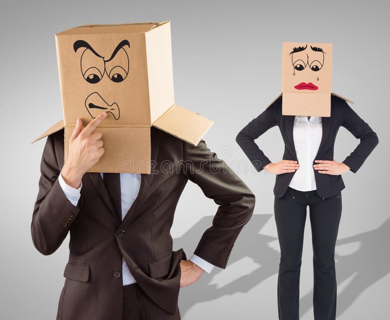 Composite Image of Businesswoman with Box Over Head Stock Image - Image ...