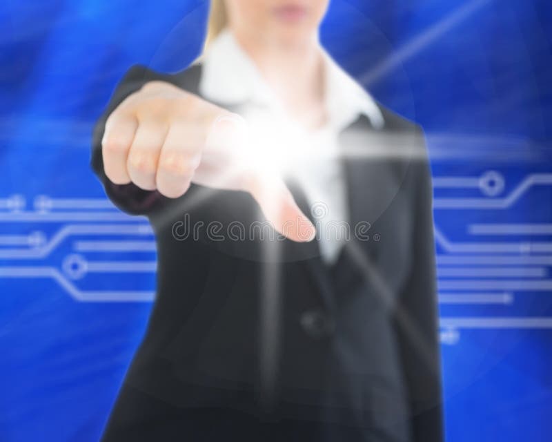 Composite Image of Businesswoman Pointing on Screen Stock Photo - Image ...