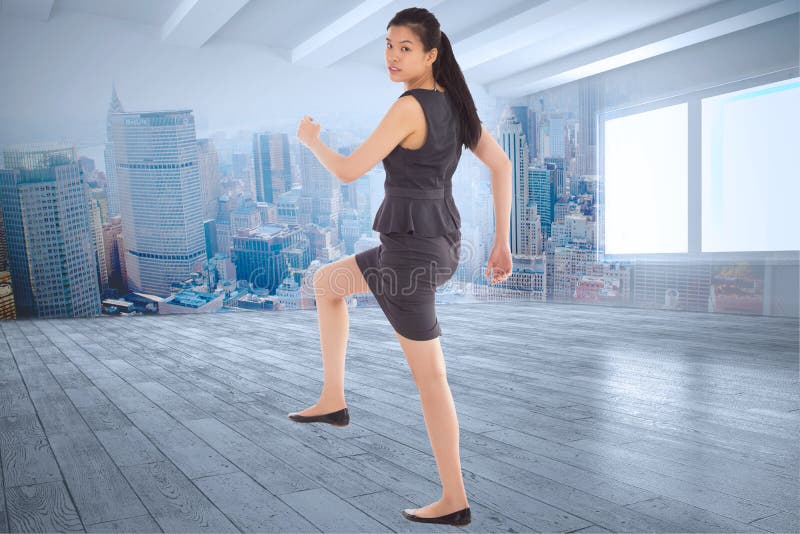 Composite Image of Businesswoman Stepping Up Stock Image - Image of ...