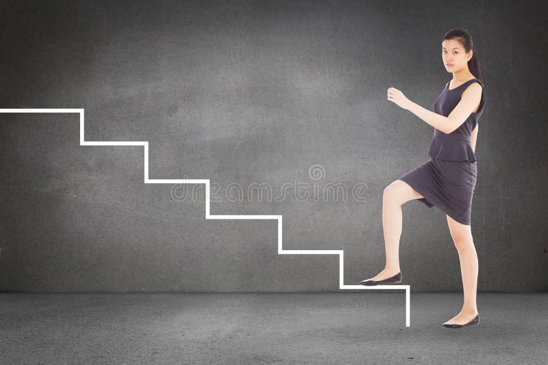 Composite Image of Businesswoman Stepping Up Stock Image - Image of ...