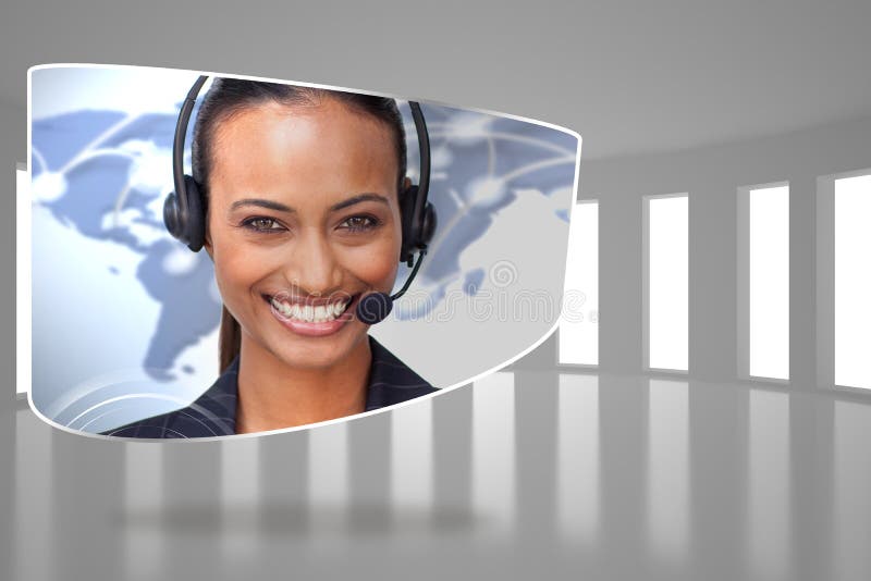 Composite Image of Call Centre Agent on Abstract Screen Stock Image ...