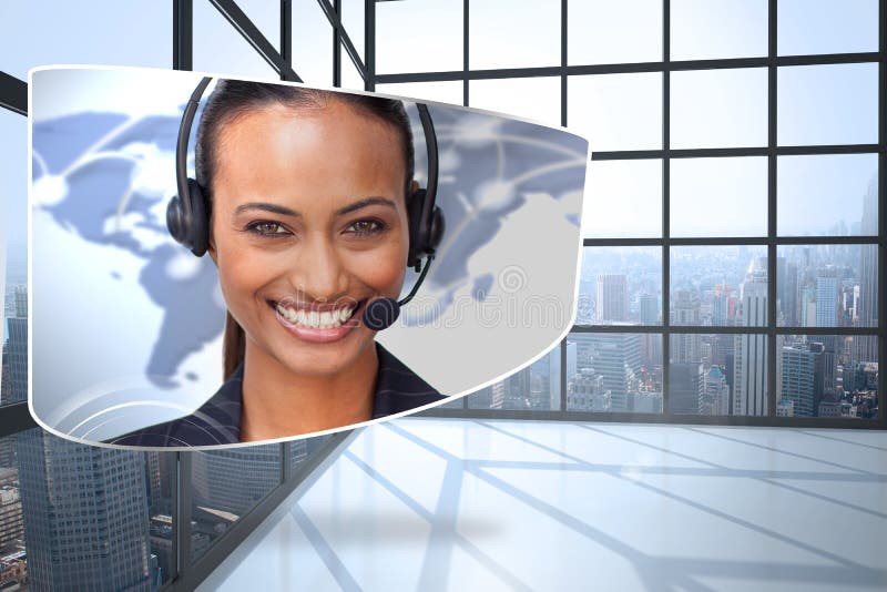 Composite Image of Call Centre Agent on Abstract Screen Stock Image ...