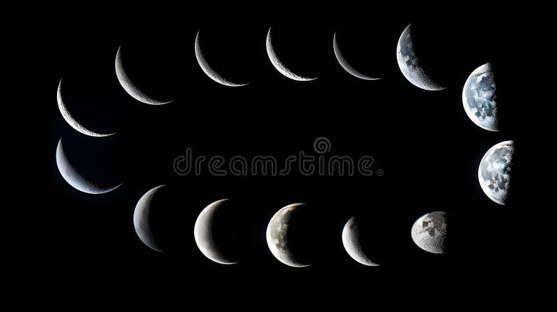 A Composite Image Capturing the Phases of the Moon during the Month of ...